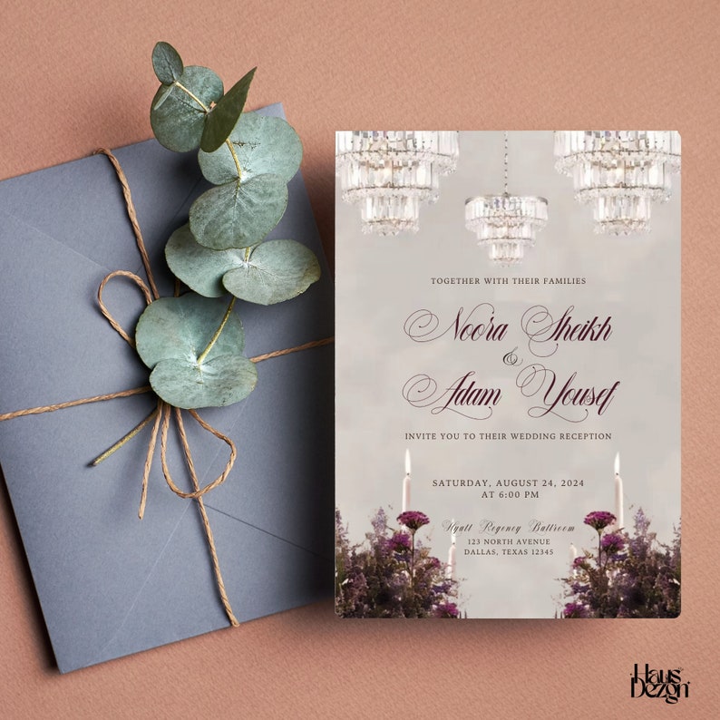 Digital Islamic Wedding Invite Elegant Wedding Invitation Classy Walima ...