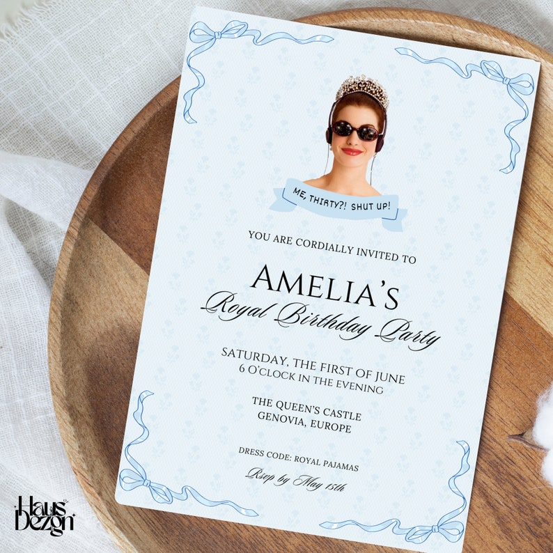Princess Diaries Birthday Party Invitation, Editable Template, Royal ...