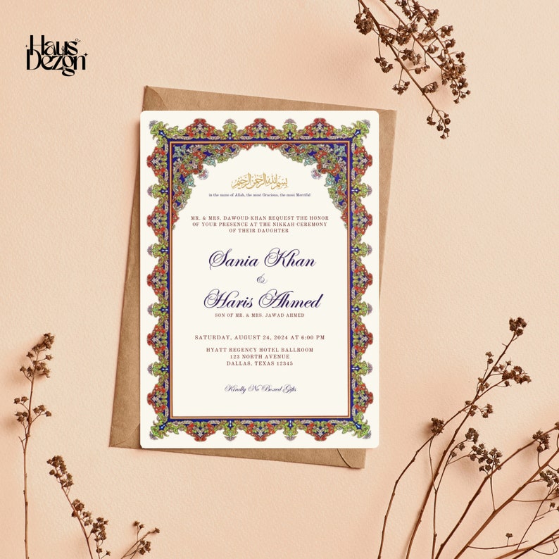 Digital Nikkah Invite- Intricate Border Nikkah Invitation- Pakistani ...