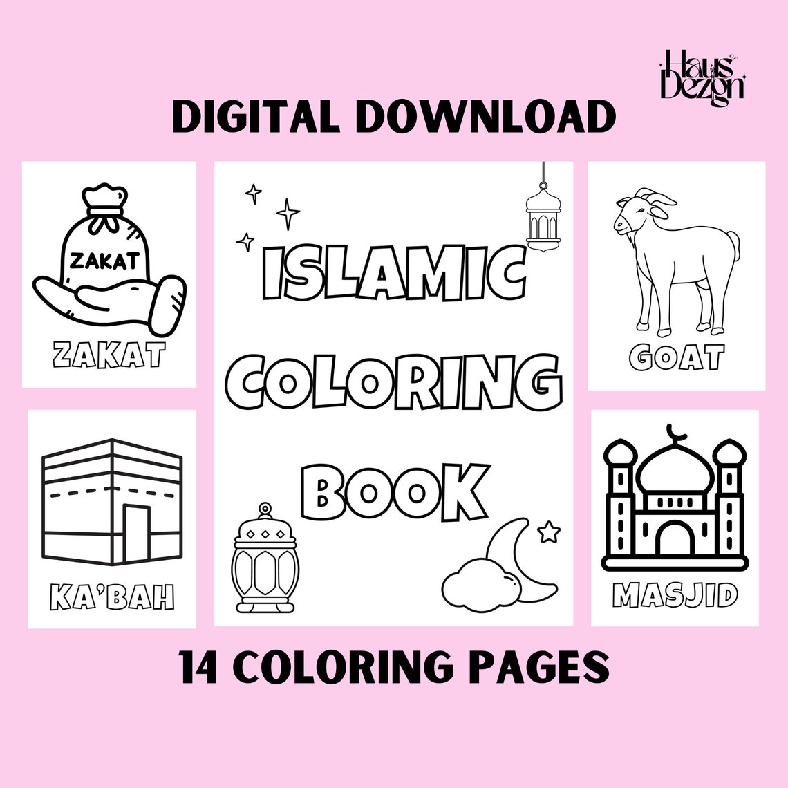 Islamic Coloring Pages- Easy Kids Coloring Printable- Ramadan Coloring ...