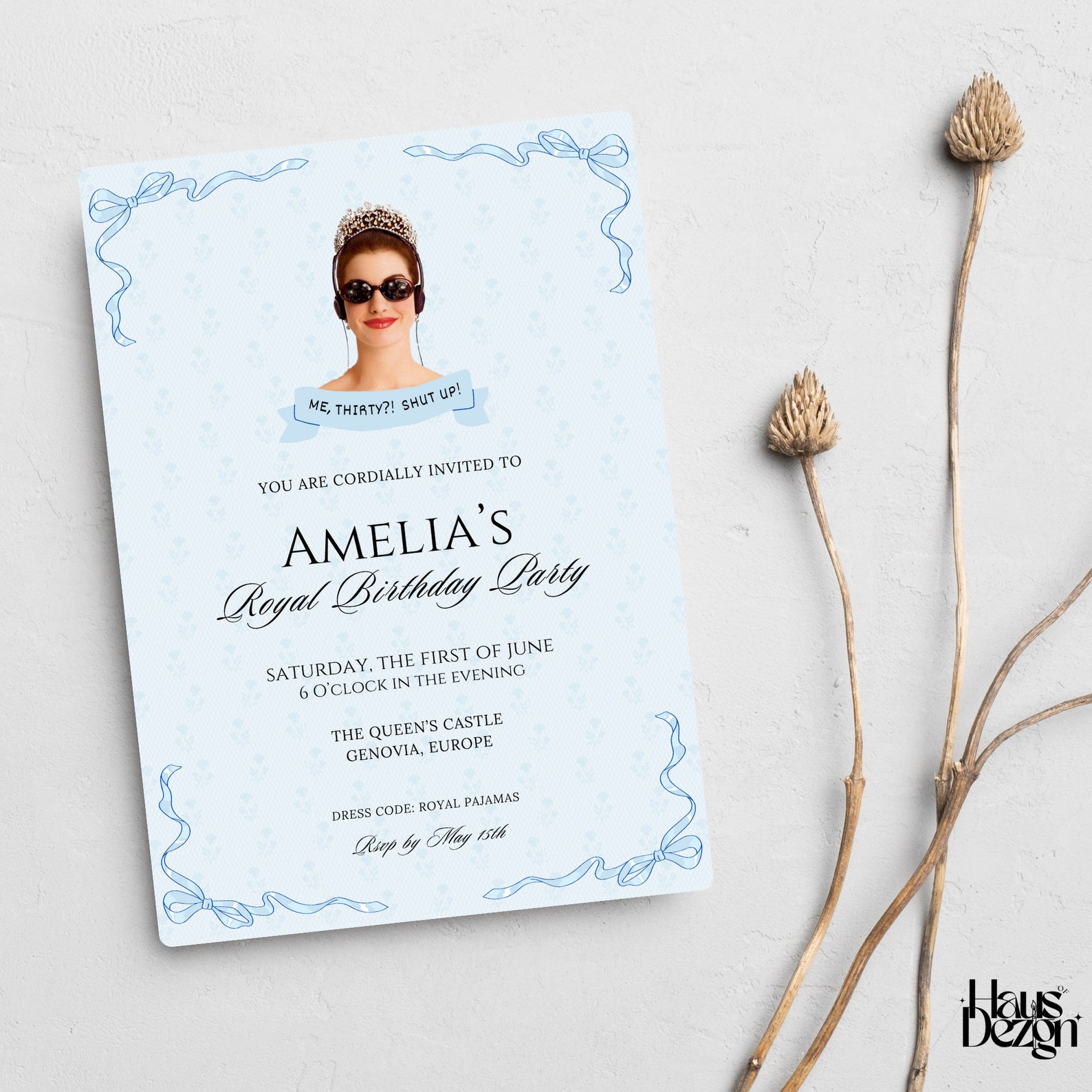 Princess Diaries Birthday Party Invitation, Editable Template, Royal ...