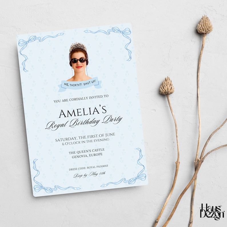 Princess Diaries Birthday Party Invitation, Editable Template, Royal ...