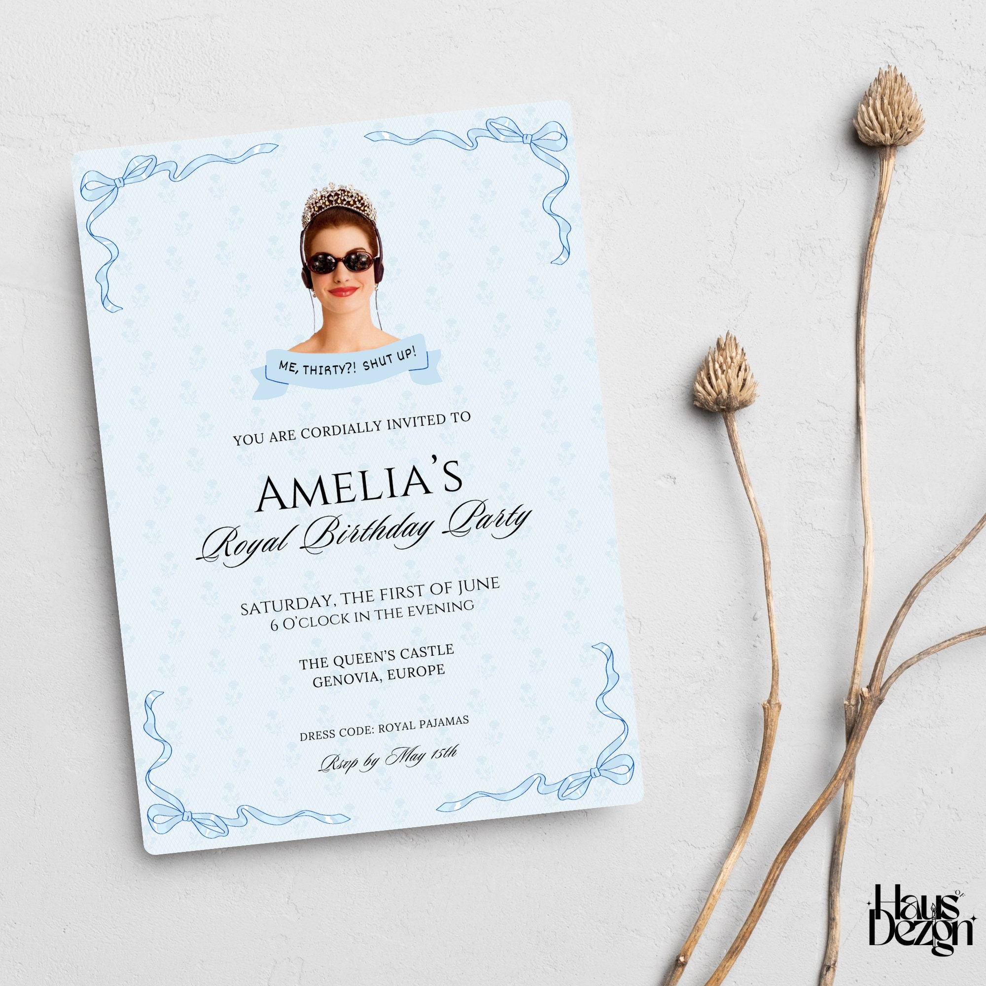 Princess Diaries Birthday Party Invitation, Editable Template, Royal ...