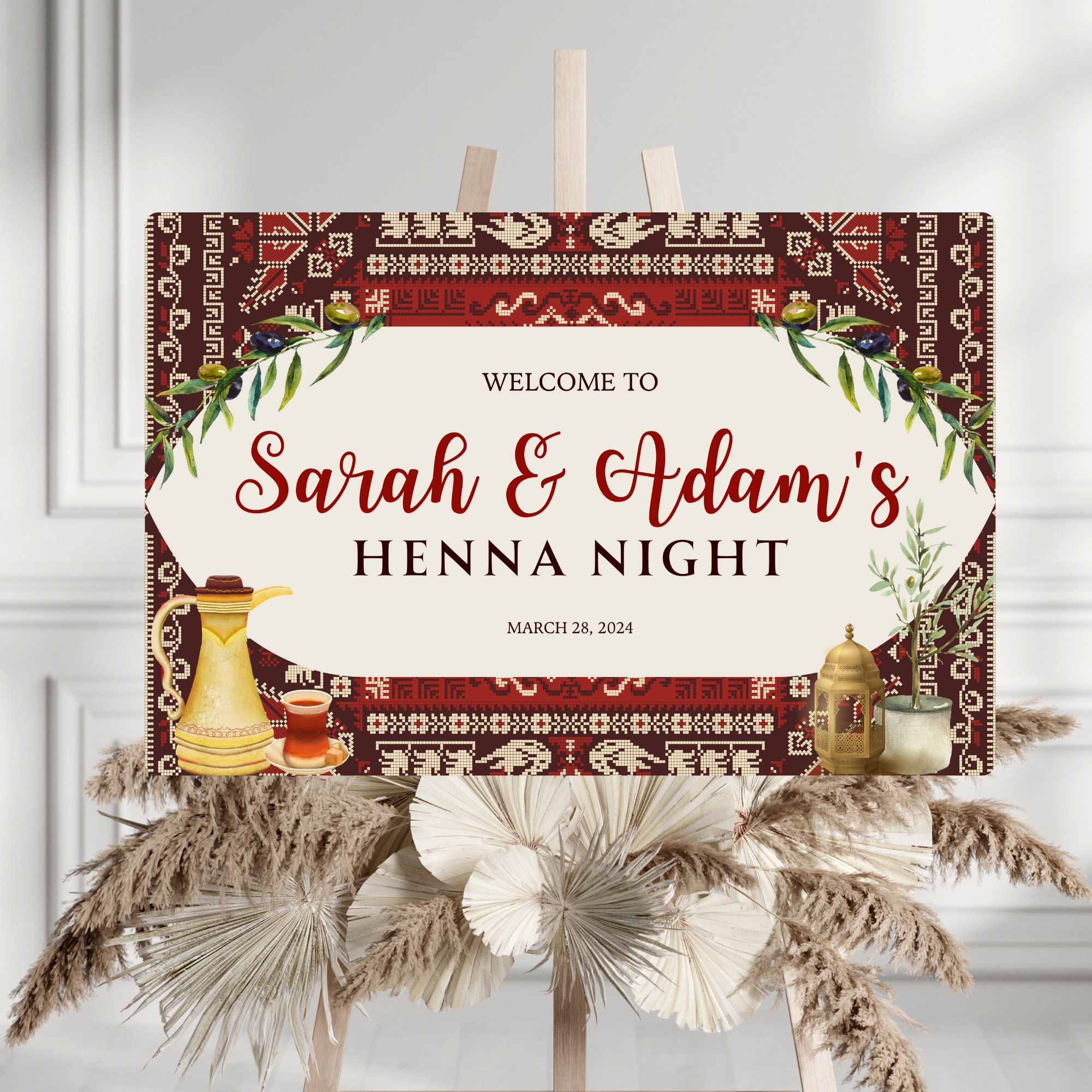 Palestinian Henna Welcome Sign Arab Henna Tatreez Olive Trees Arab Tea ...