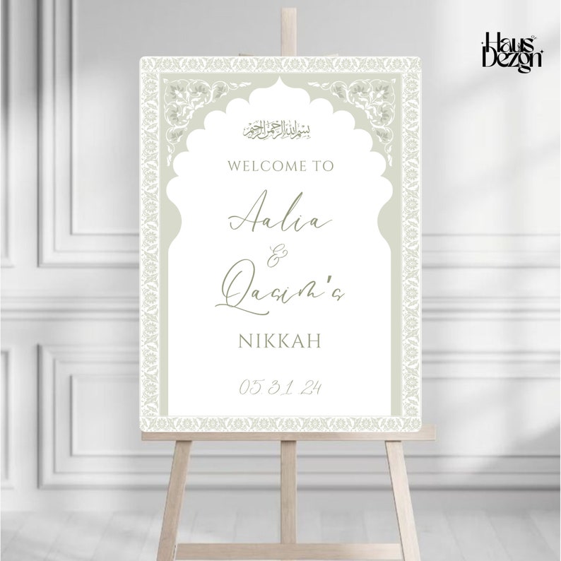 Elegant Intricate Nikkah Sign- Islamic Wedding Welcome Sign- Mughal ...