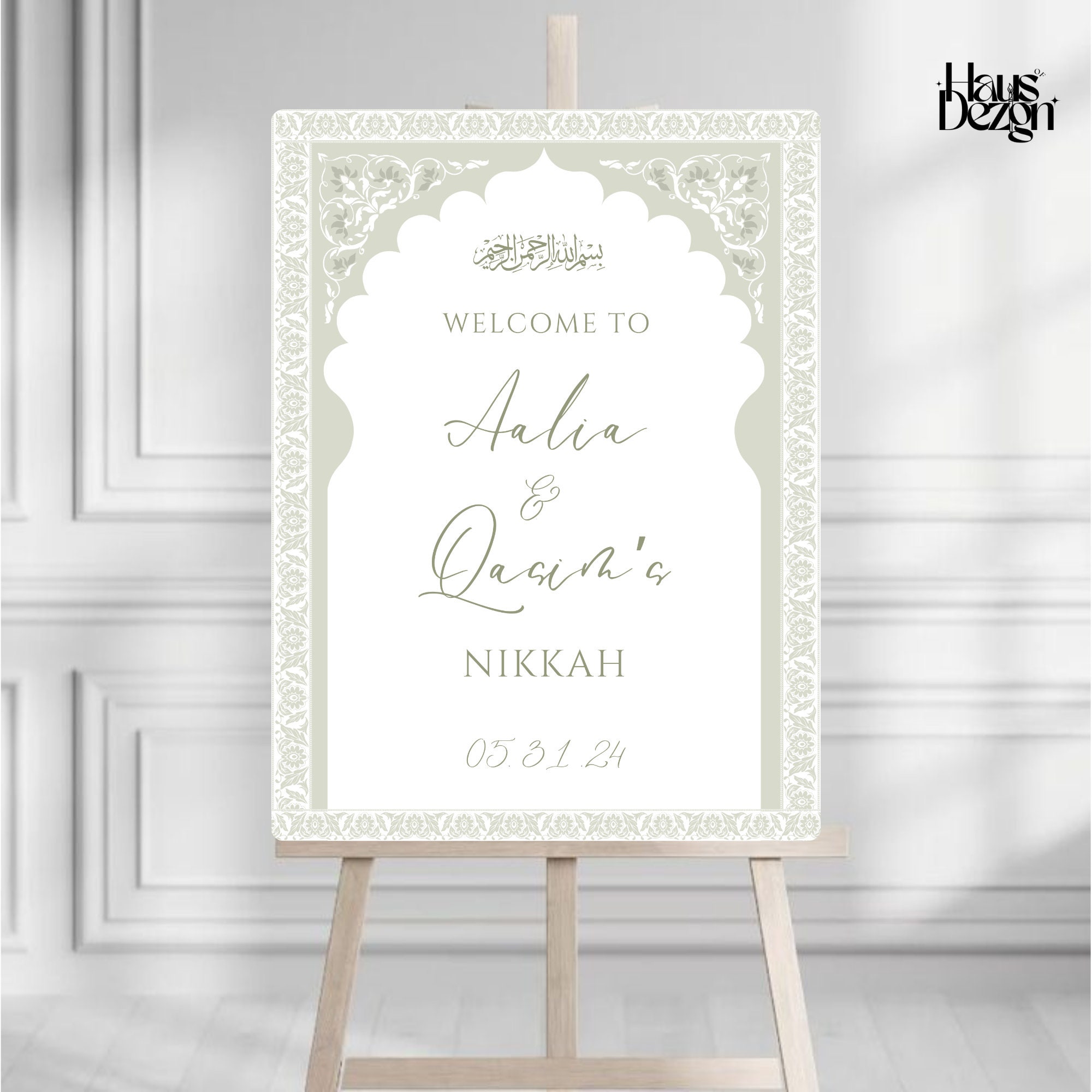 Elegant Intricate Nikkah Sign- Islamic Wedding Welcome Sign- Mughal ...