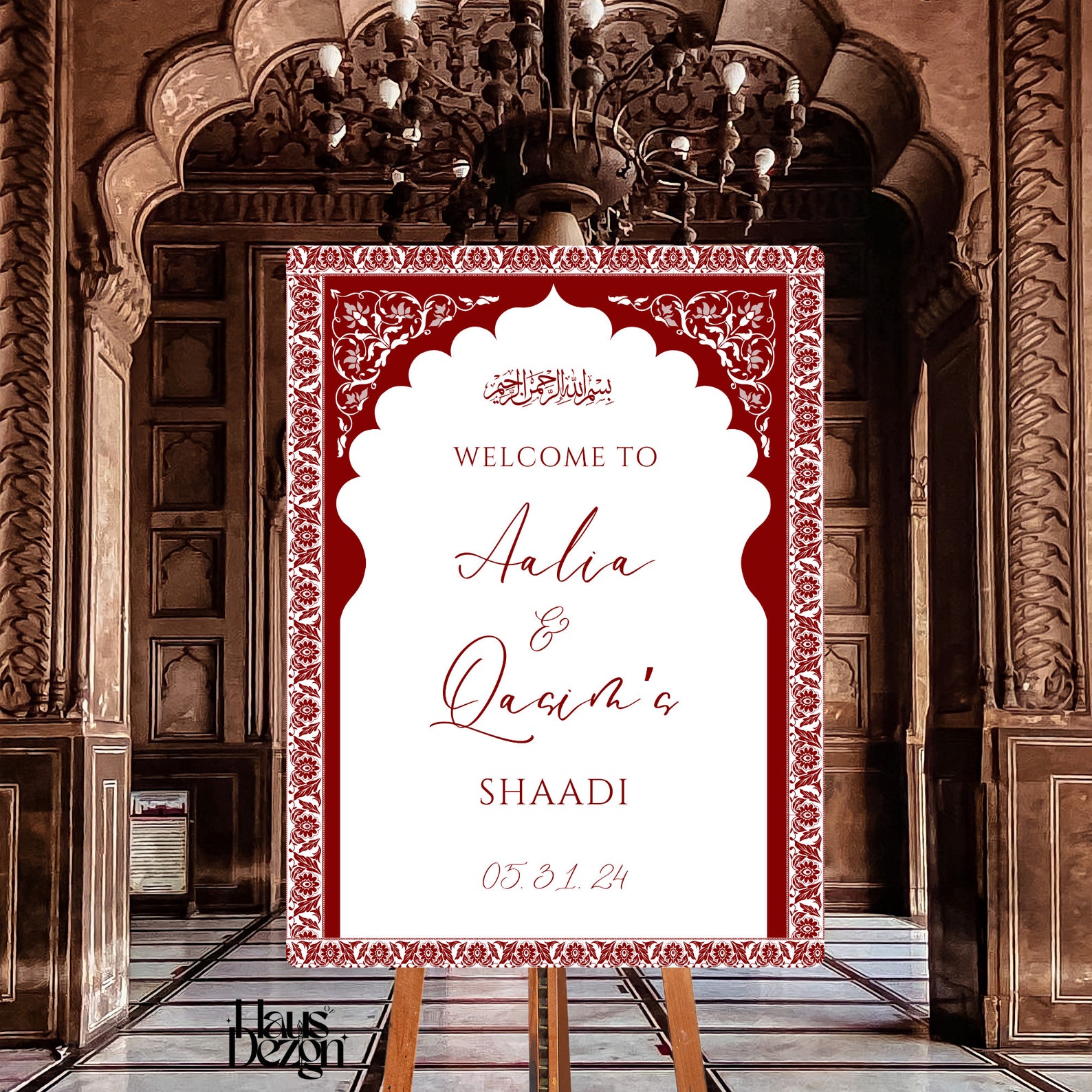 Elegant Intricate Nikkah Sign- Islamic Wedding Welcome Sign- Mughal ...