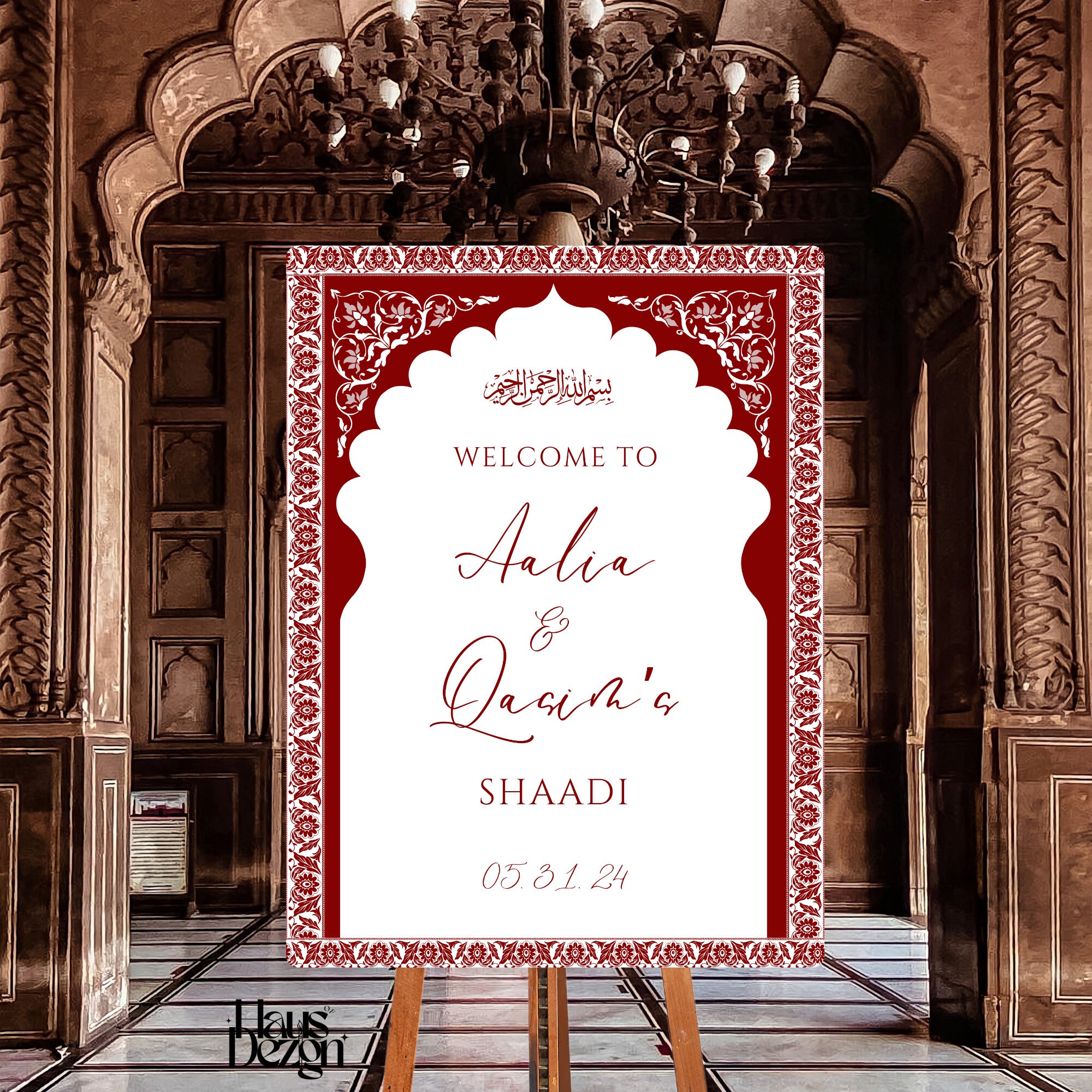 Elegant Intricate Nikkah Sign- Islamic Wedding Welcome Sign- Mughal ...