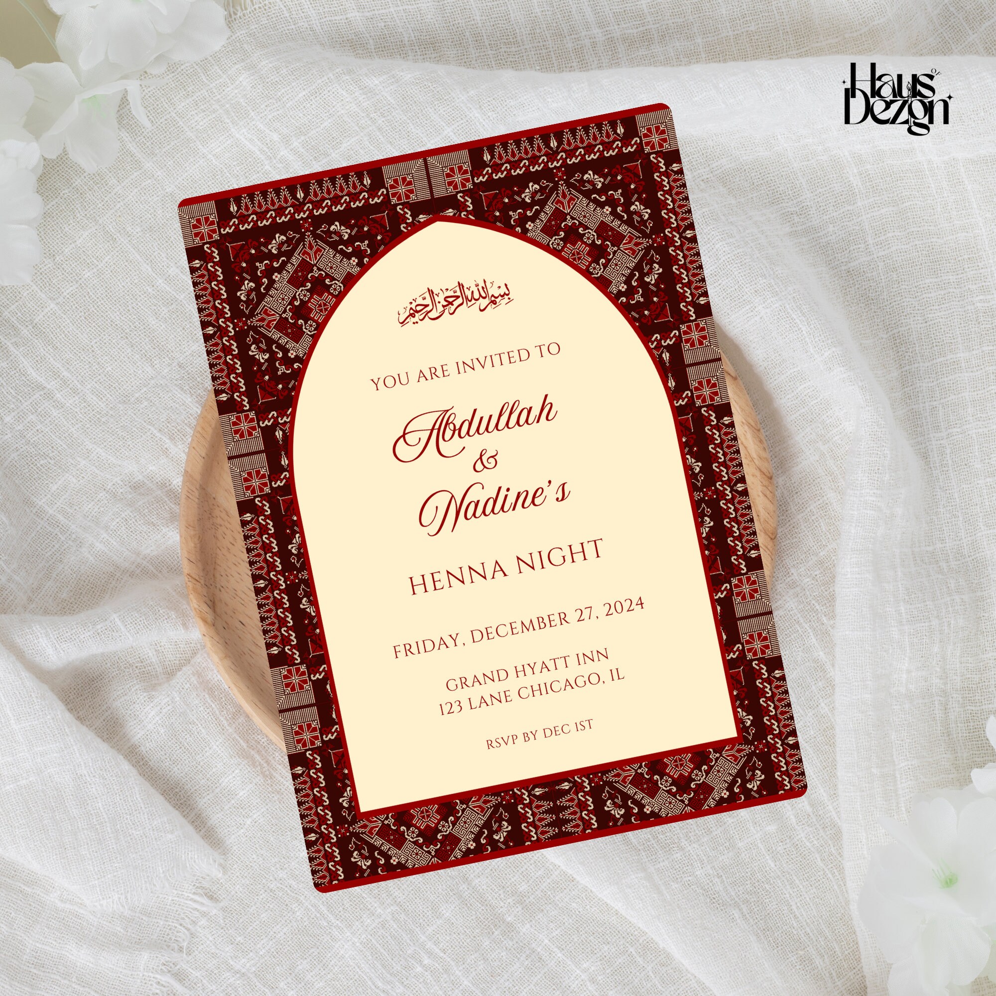 Elegant Palestinian Henna Invite, Tatreez Pattern, Henna Night, Henna ...
