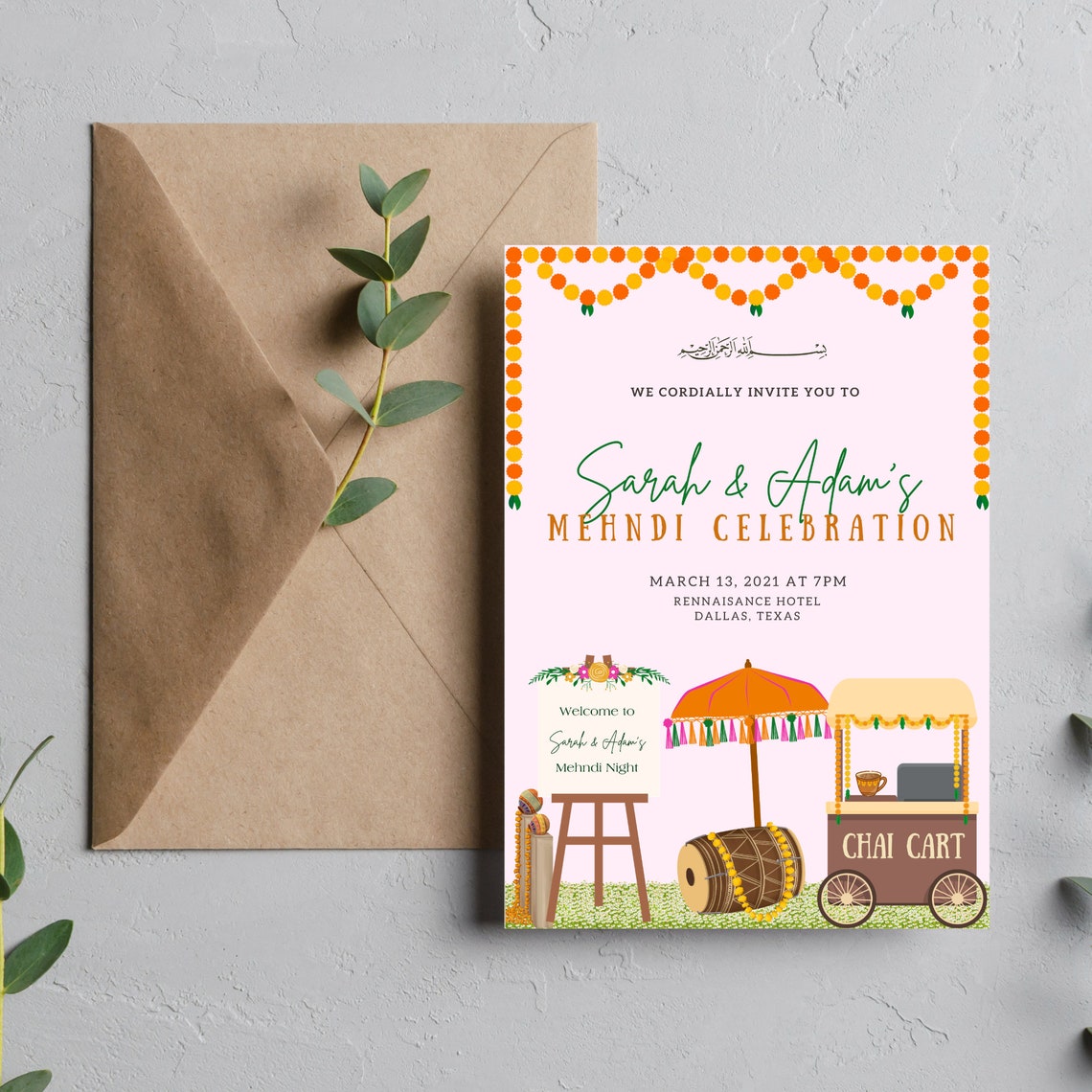 Chai Cart Themed Mehndi Invitation- Dholki Invite- Desi Wedding ...