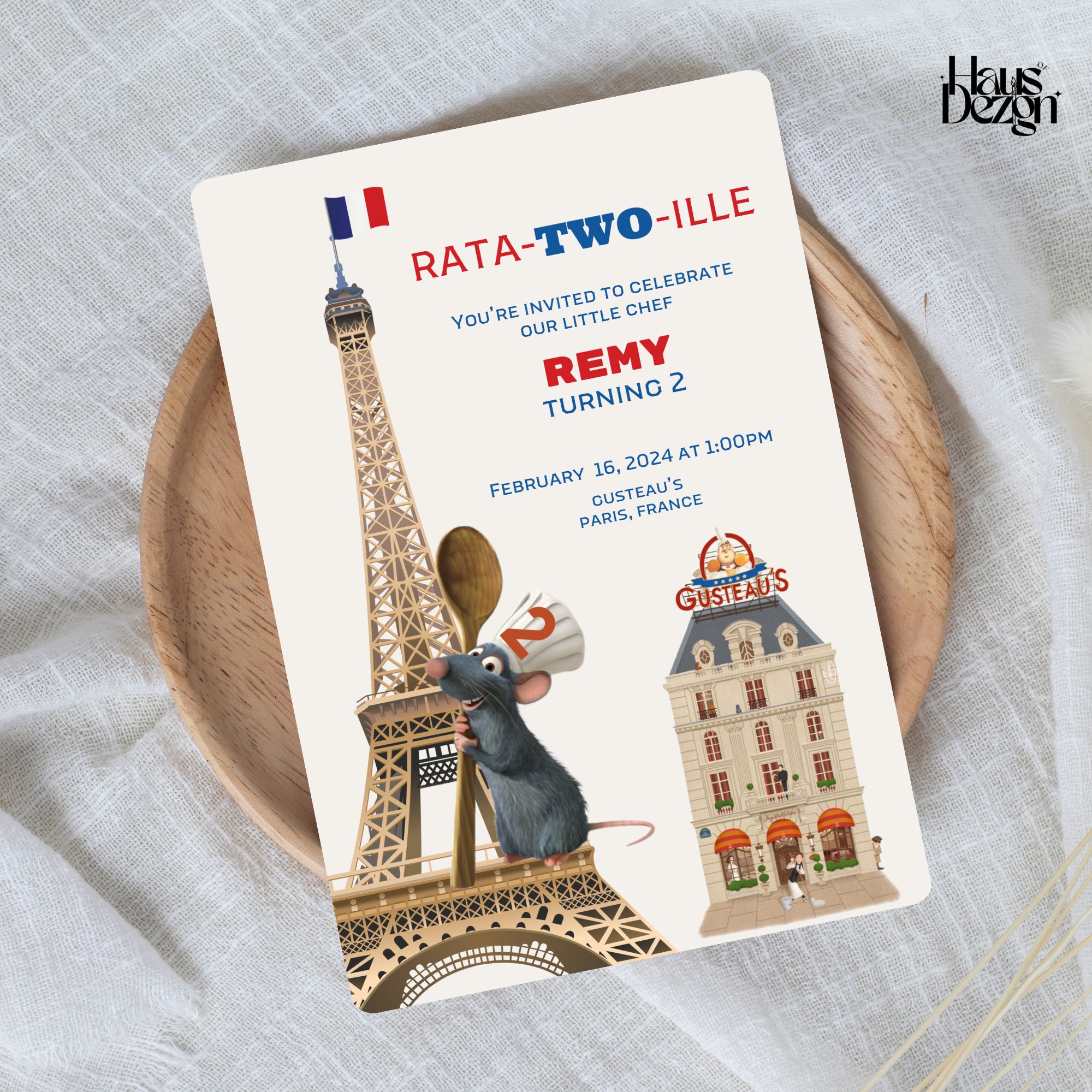 Rata-two-ille Themed Birthday Party Invitation- Disney's Ratatouille ...