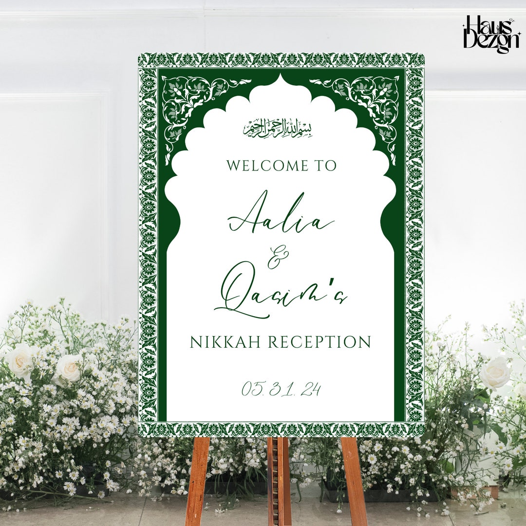 Elegant Intricate Nikkah Sign- Islamic Wedding Welcome Sign- Mughal ...
