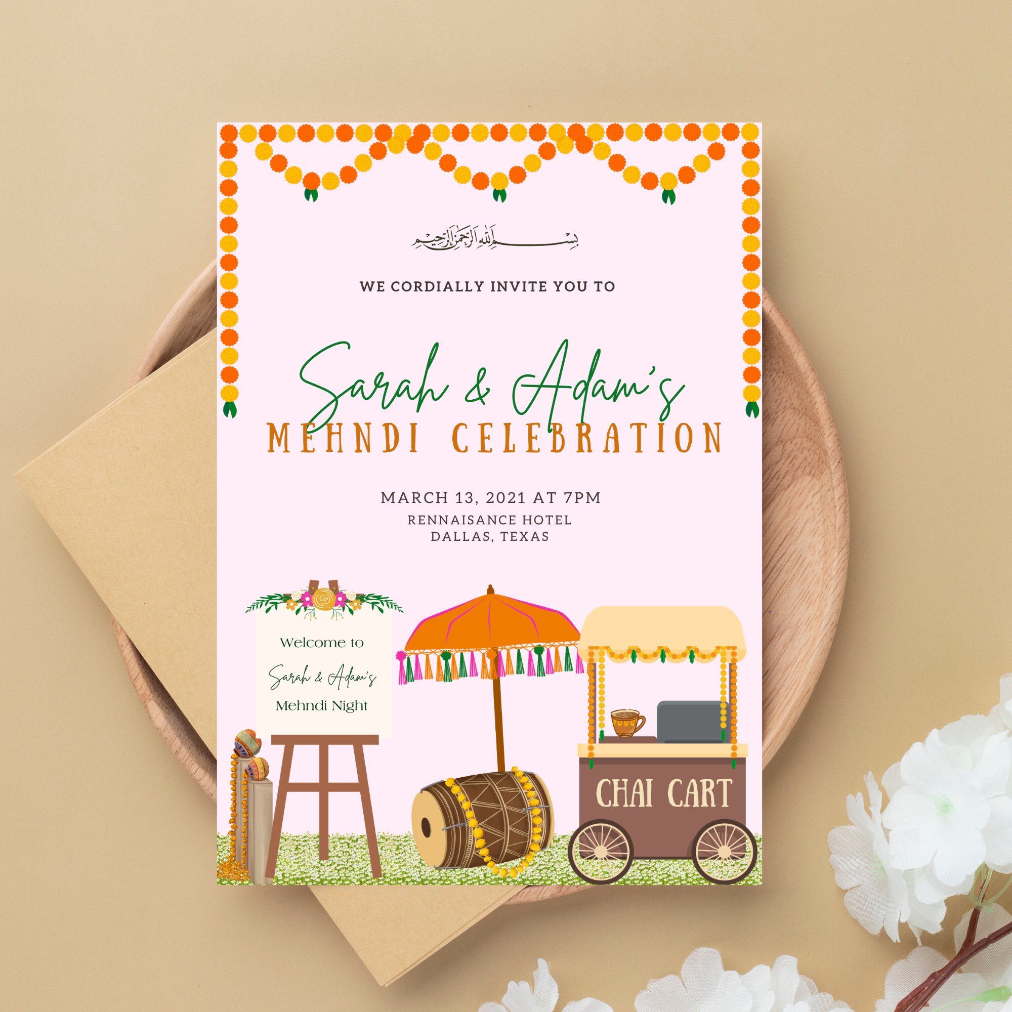 Chai Cart Themed Mehndi Invitation- Dholki Invite- Desi Wedding ...