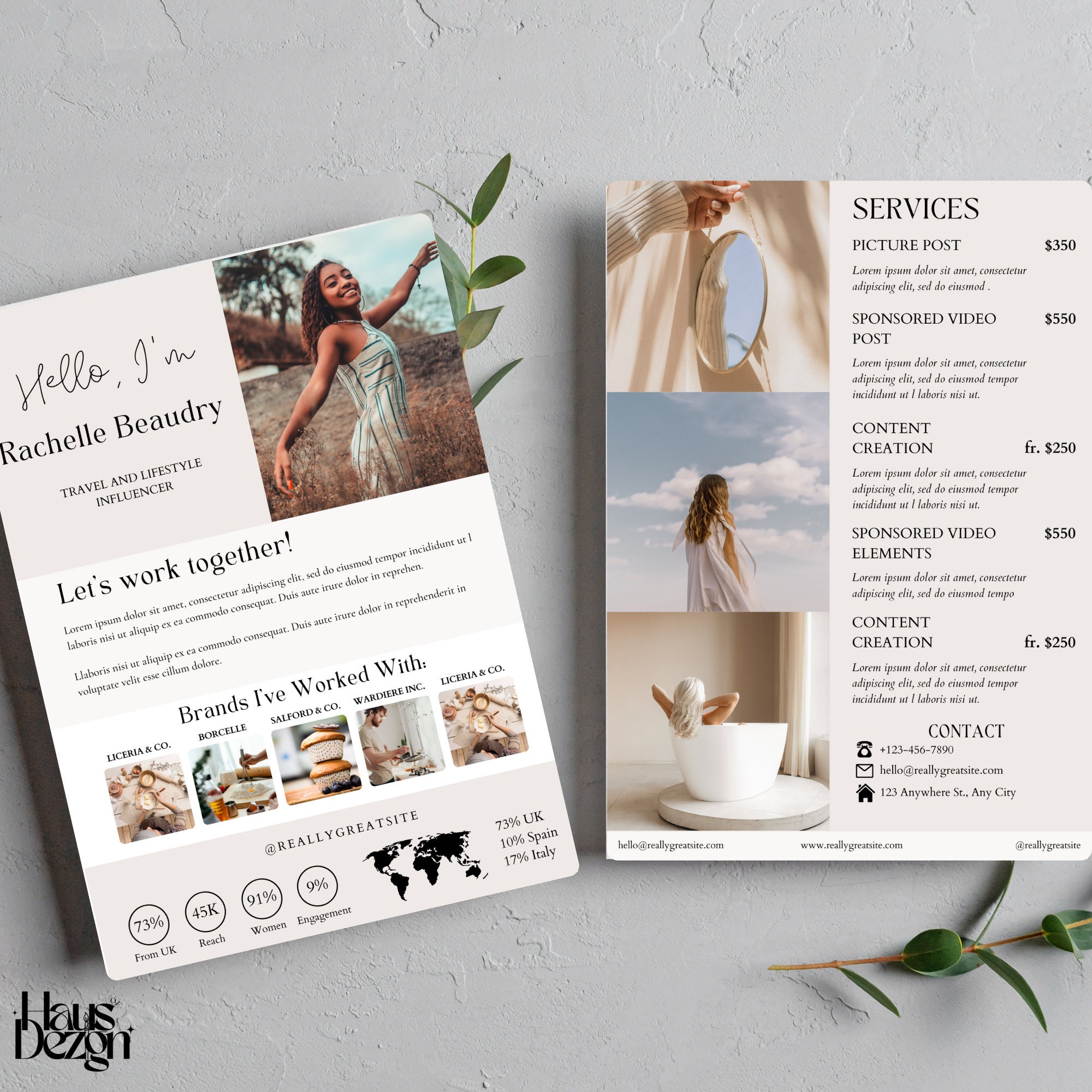 Bright Airy Influencer Media Kit 2 Page Template Fully Customizable ...