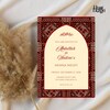 Palestinian Henna Wedding Invitation Maroon Tatreez Olive Branches ...