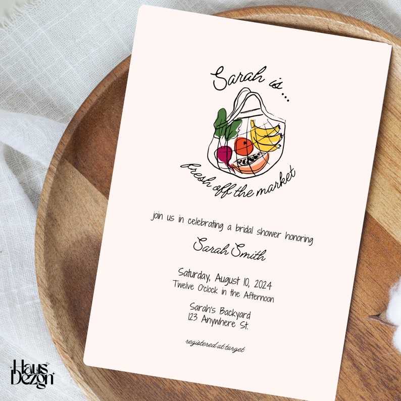 Off the Market Bridal Shower Invitation, Farmer's Market Invite, Bridal ...