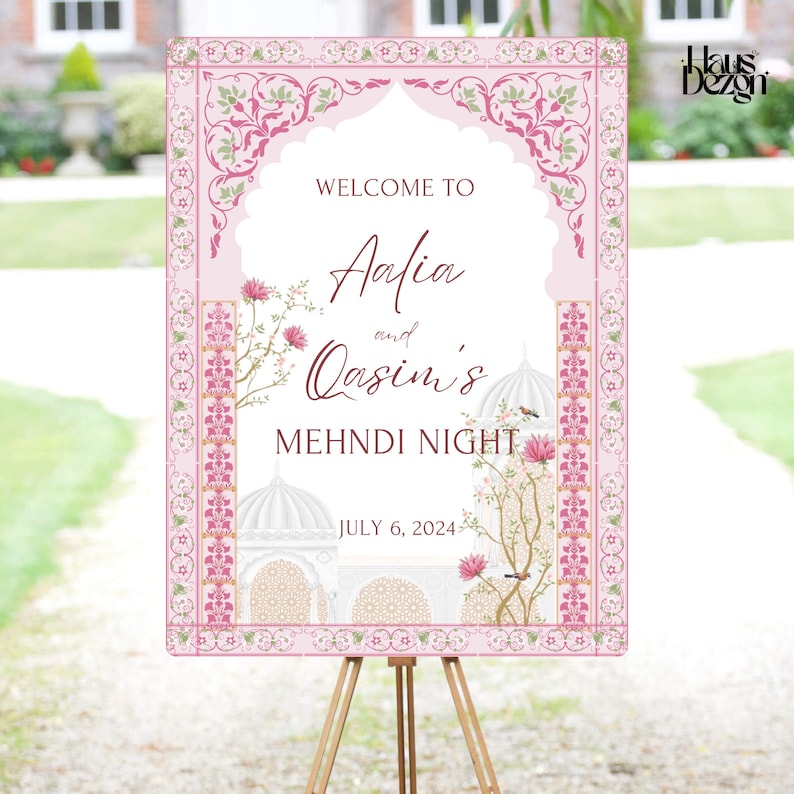 Pastel Mughal Floral Welcome Sign, Mehndi Welcome Sing, Nikkah Welcome ...
