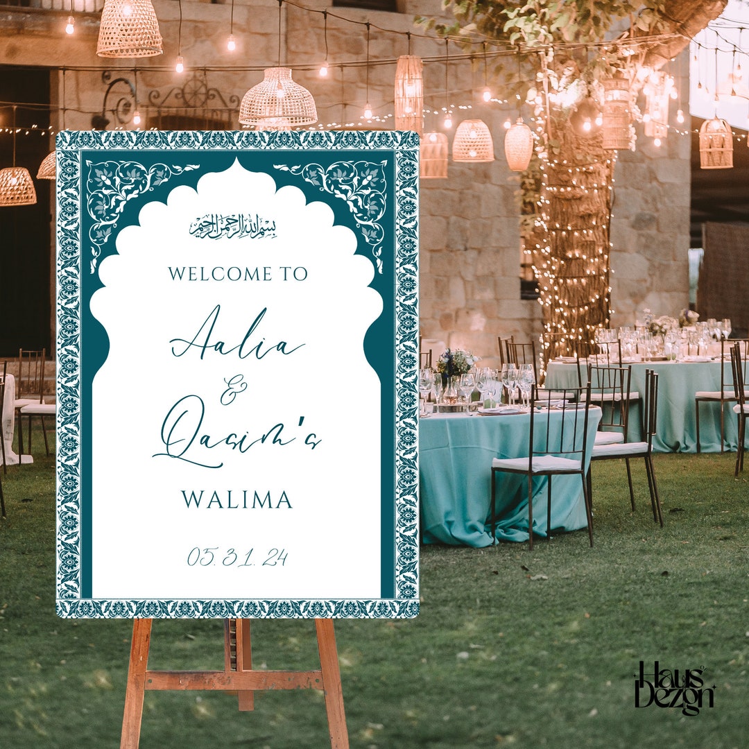 Elegant Intricate Nikkah Sign- Islamic Wedding Welcome Sign- Mughal ...