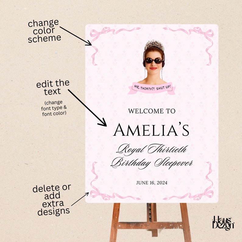 Princess Diaries Birthday Welcome Sign, Genovia, Sleepover, Event ...