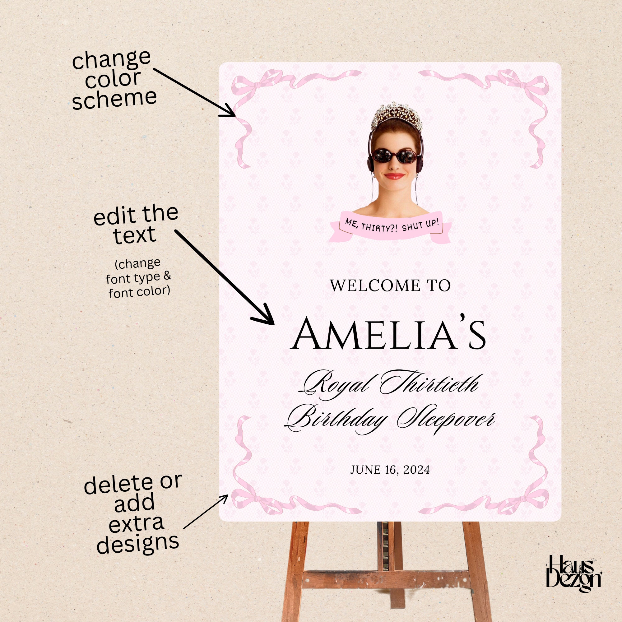 Princess Diaries Birthday Welcome Sign, Genovia, Sleepover, Event ...