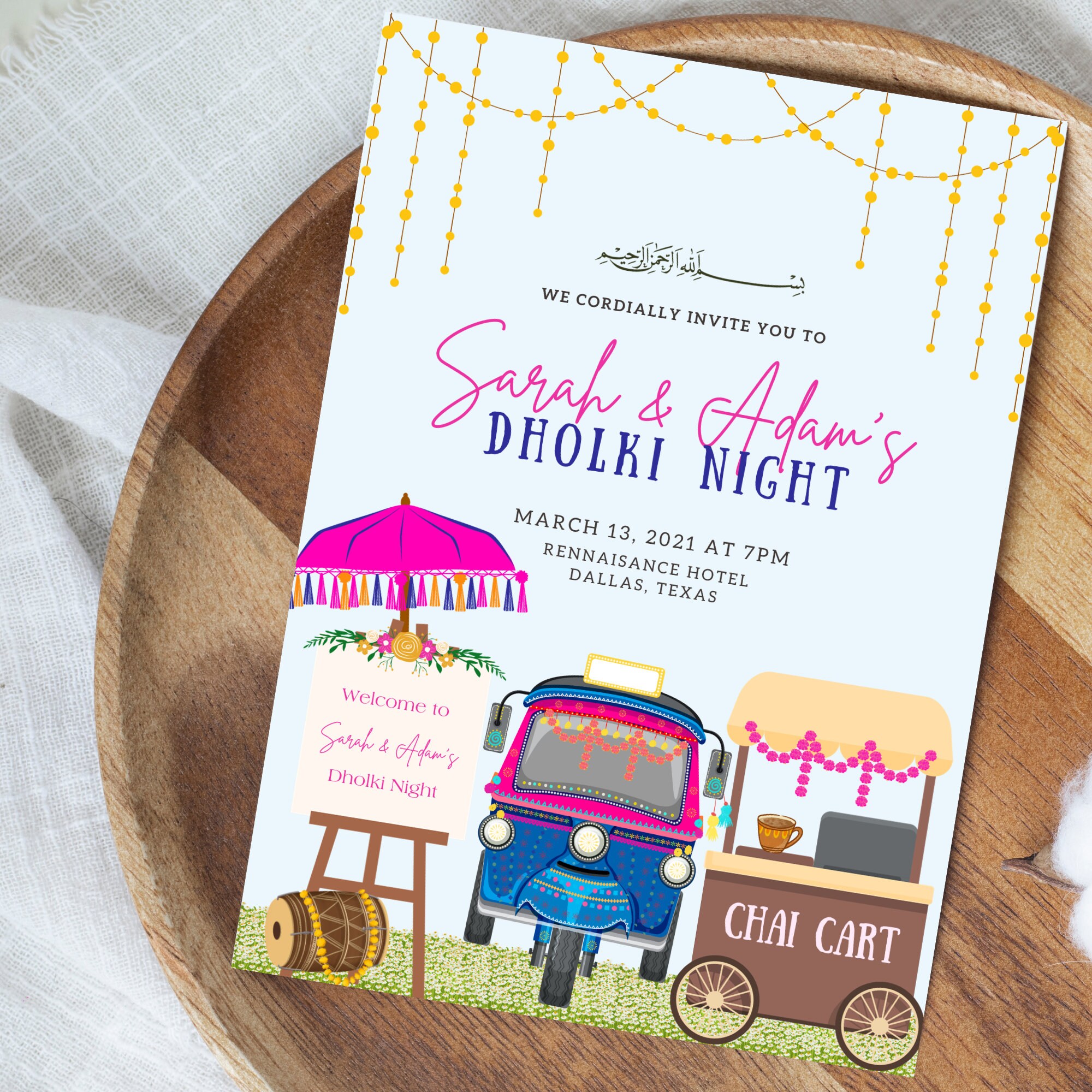 Chai Cart Themed Dholki Invitation- Mehndi Invite- Desi Wedding ...