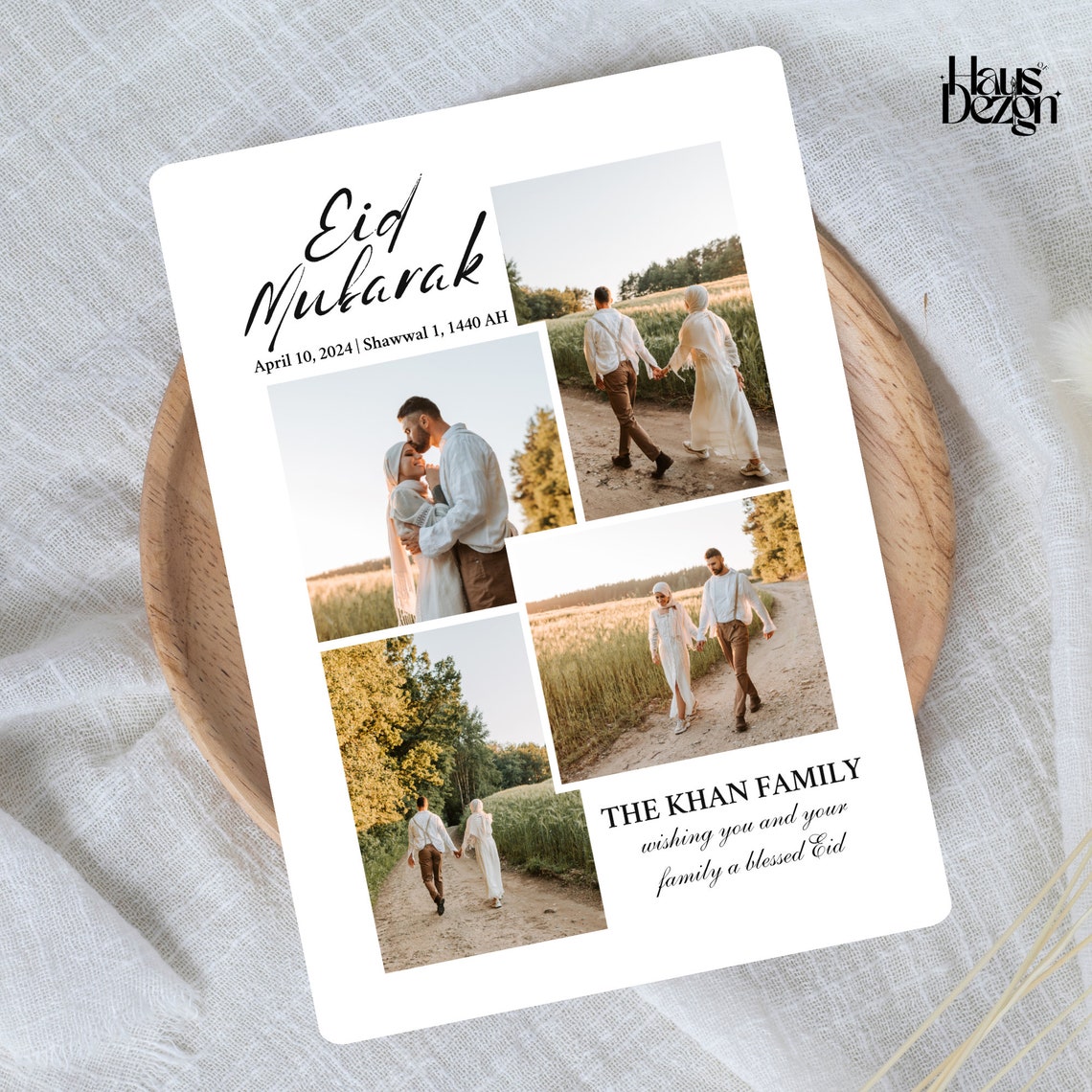 Digital Eid Mubarak Family Photo Card- Editable Template- Ramadan ...
