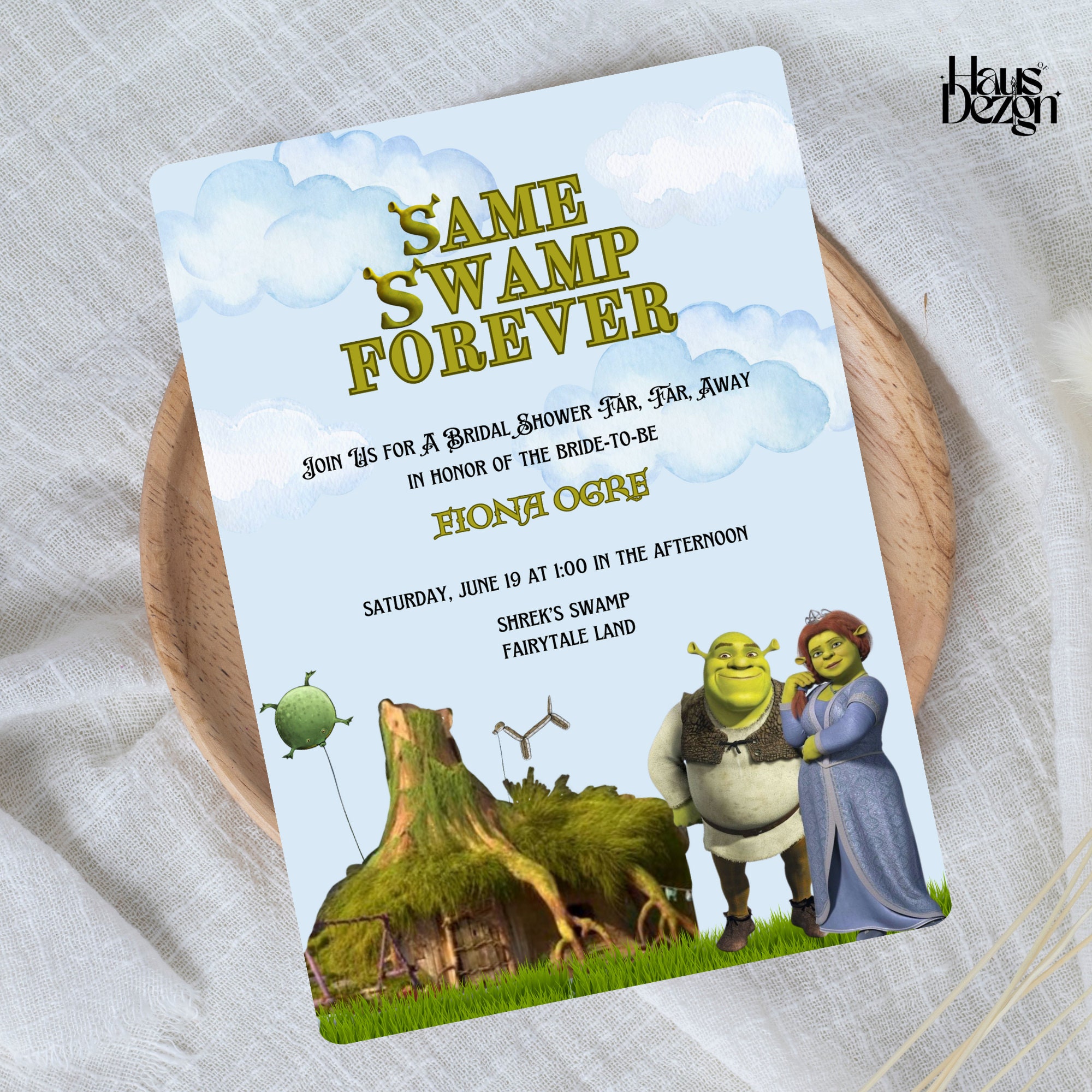 Shrek Theme- Same Swamp Forever Bridal Shower Invitation- Digital ...