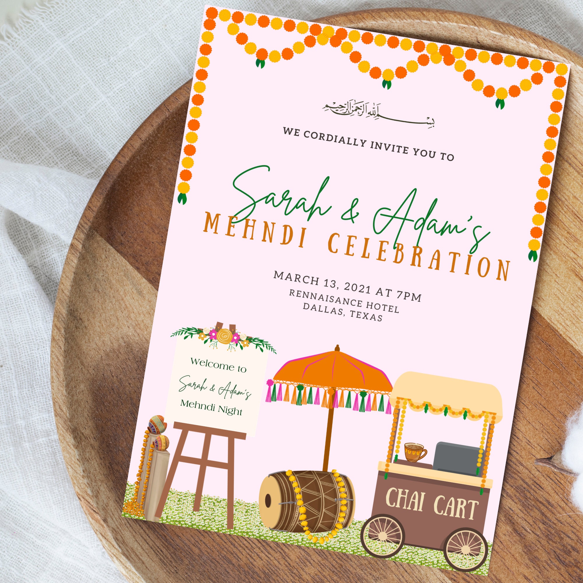 Chai Cart Themed Mehndi Invitation- Dholki Invite- Desi Wedding ...