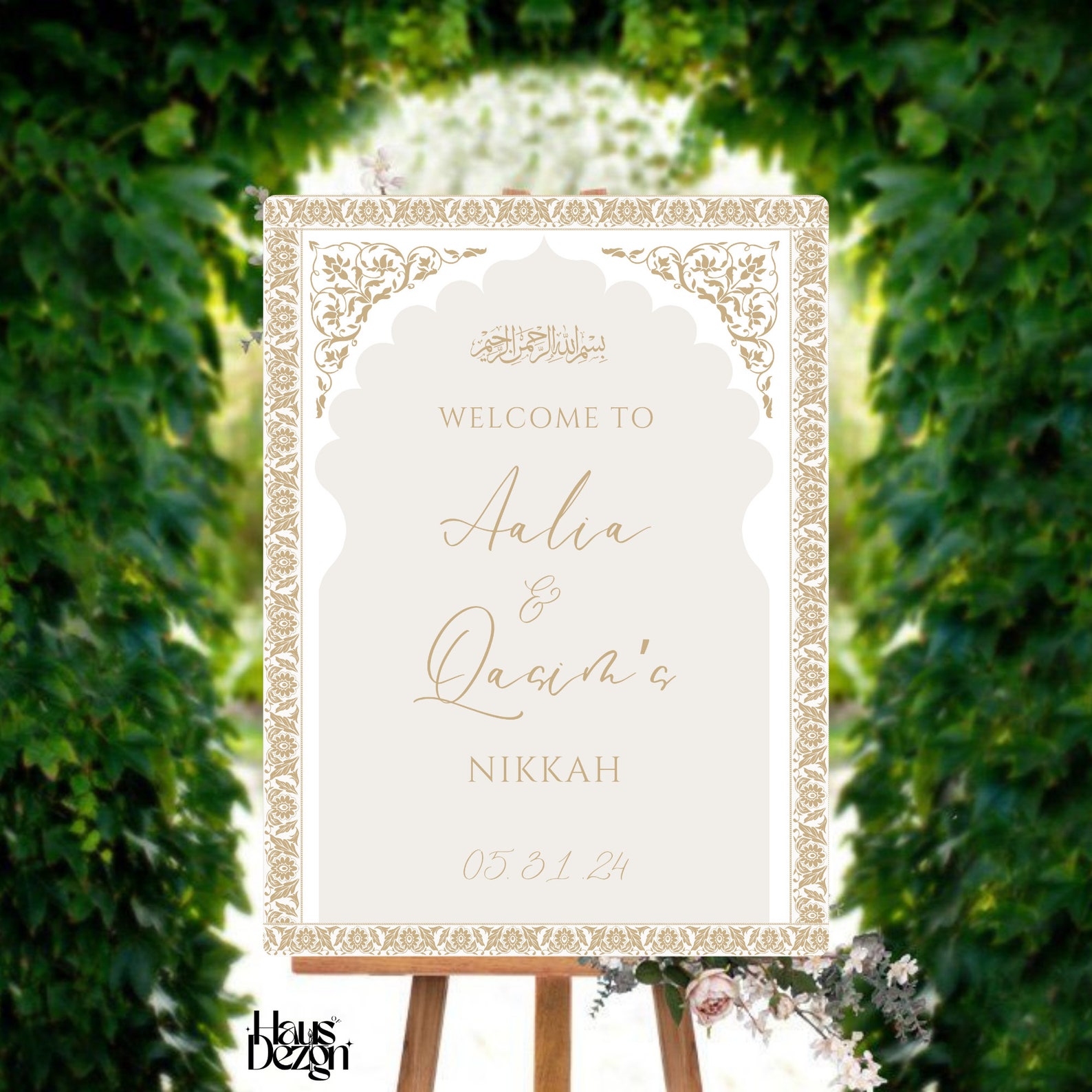 Elegant Neutral Intricate Nikkah Sign Islamic Wedding Welcome Sign ...