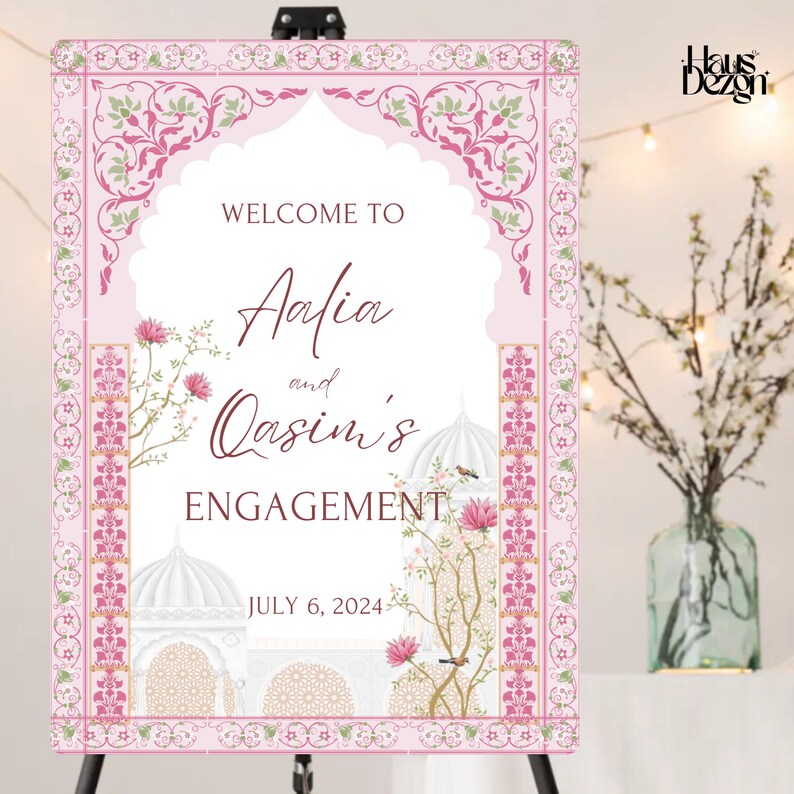 Pastel Mughal Floral Welcome Sign, Mehndi Welcome Sing, Nikkah Welcome ...