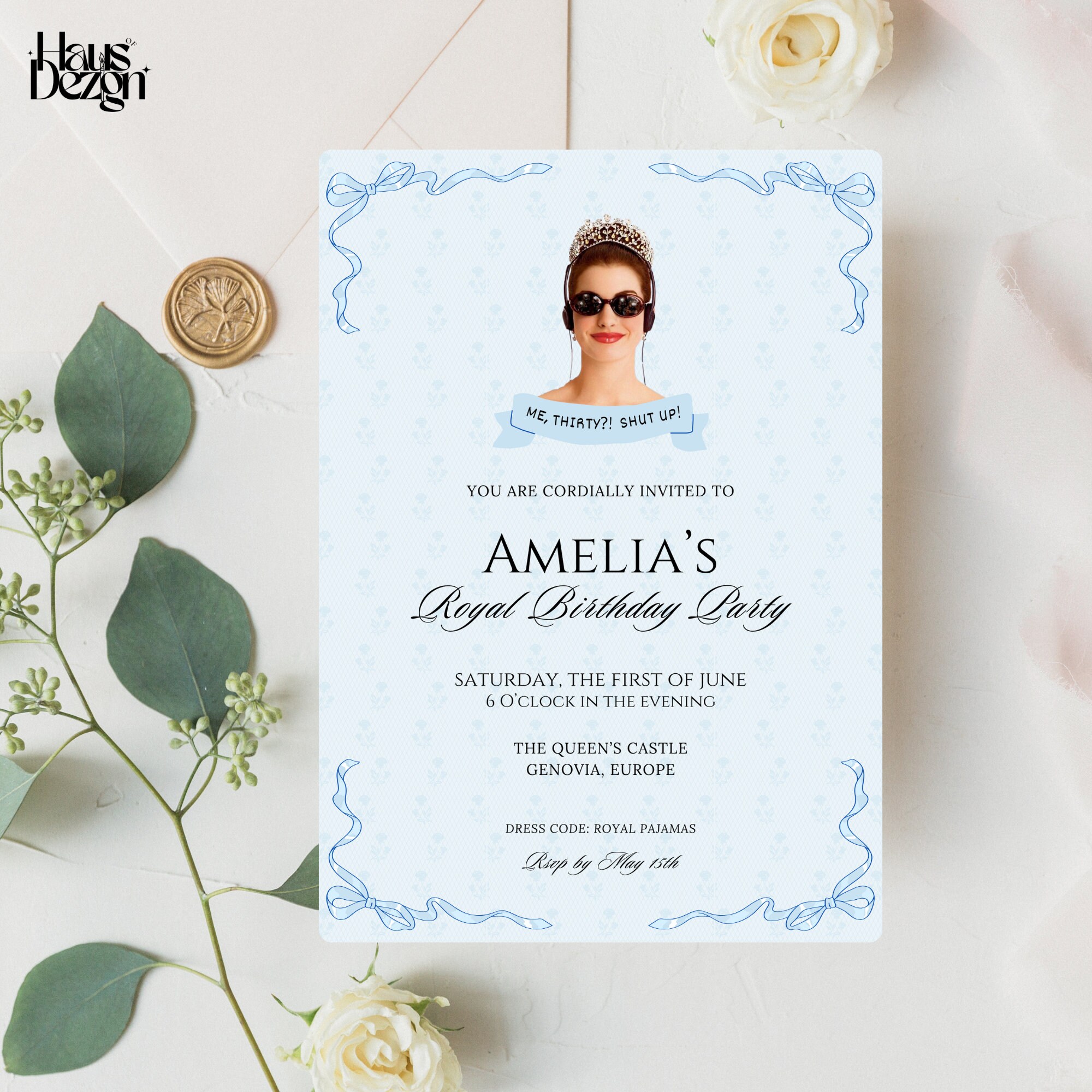 Princess Diaries Birthday Party Invitation, Editable Template, Royal ...