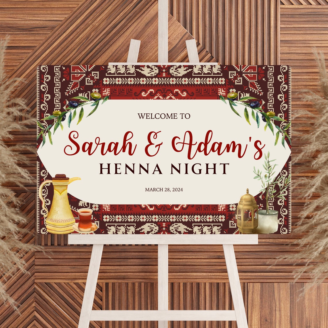 Palestinian Henna Welcome Sign Arab Henna Tatreez Olive Trees Arab Tea ...