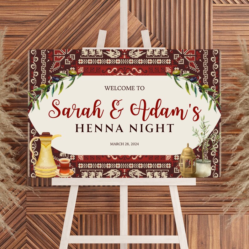 Palestinian Henna Welcome Sign Arab Henna Tatreez Olive Trees Arab Tea ...
