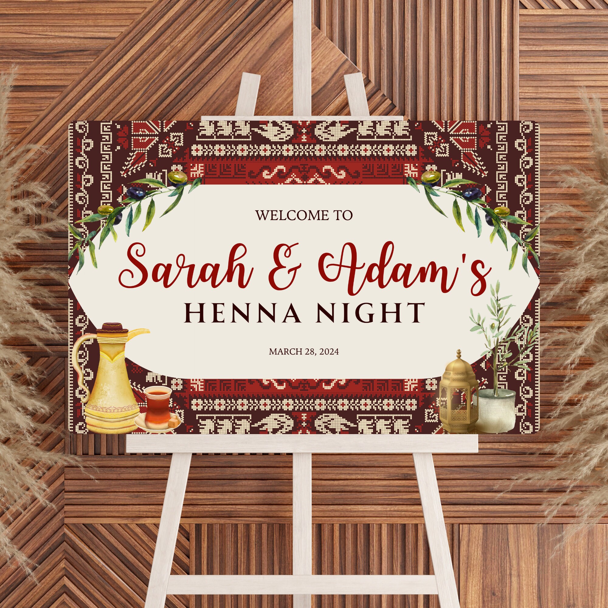 Palestinian Henna Welcome Sign- Arab Henna- Tatreez- Olive Trees- Arab ...