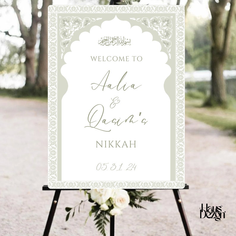 Elegant Intricate Nikkah Sign- Islamic Wedding Welcome Sign- Mughal ...