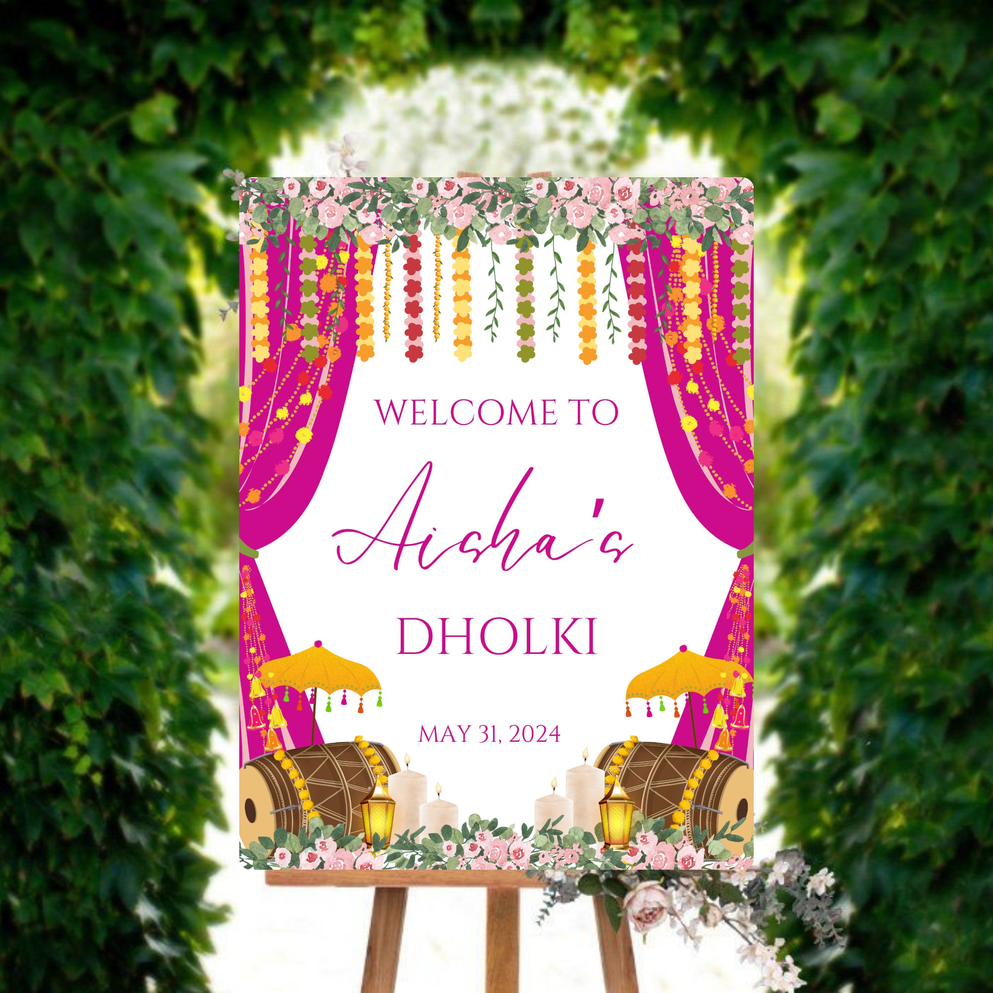 Mehndi Welcome Sign, Dholki Welcome Sign, Digital Welcome Poster ...