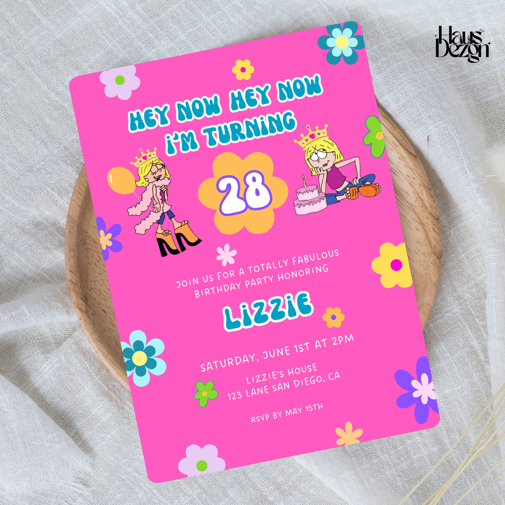 Lizzie Mcguire Birthday Invite, Editable Lizzie Themed Bday Invitation ...