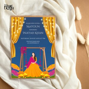 Mehndi, Mayoun Invitation Template, Dholki Invite, Marigold, Umbrella ...