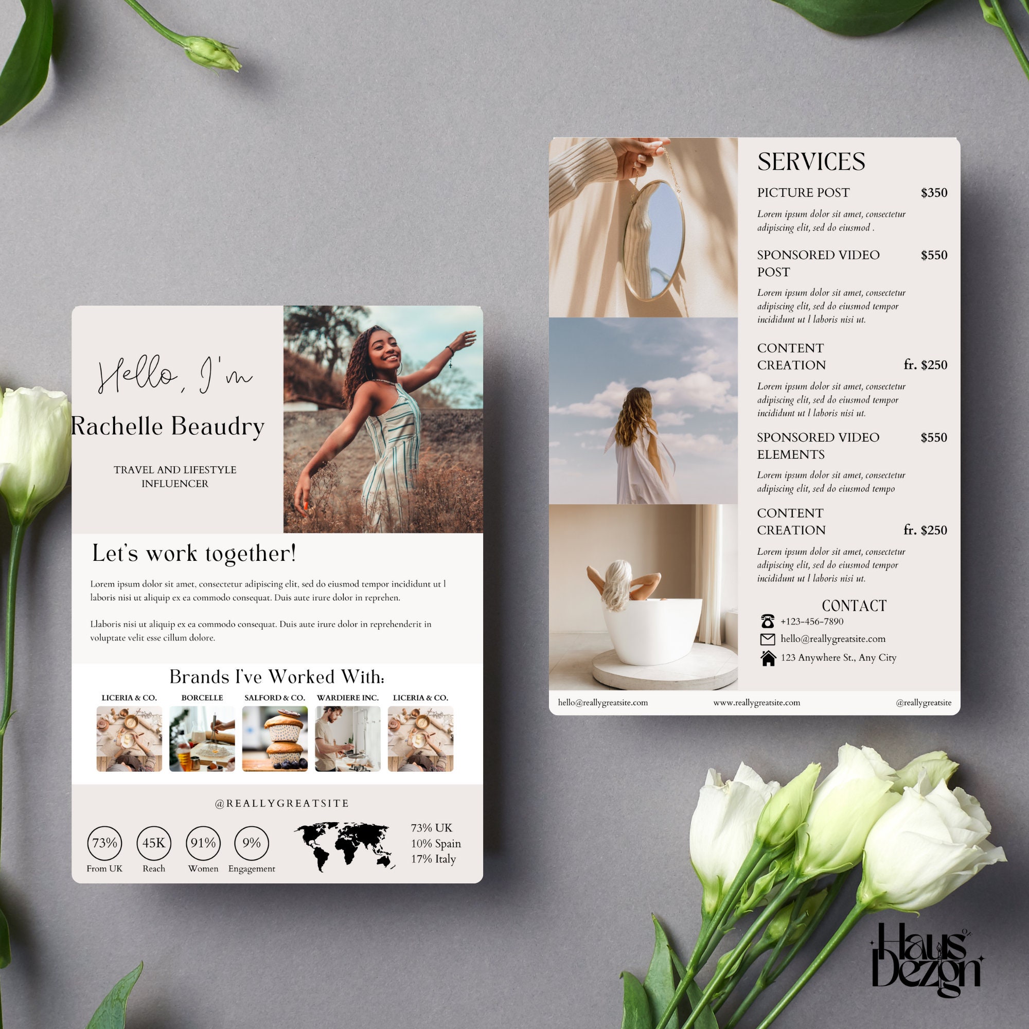 Bright Airy Influencer Media Kit 2 Page Template Fully Customizable ...