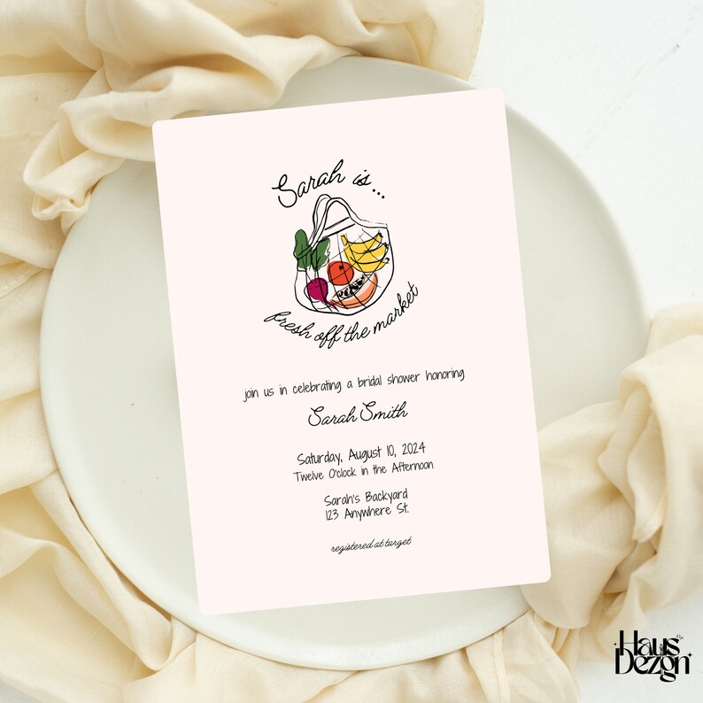Off the Market Bridal Shower Invitation, Farmer's Market Invite, Bridal ...