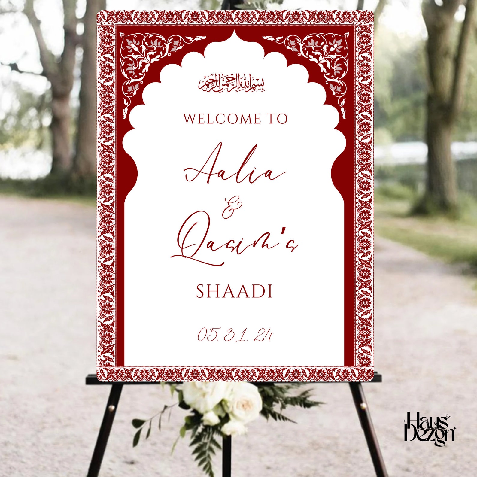 Elegant Intricate Nikkah Sign- Islamic Wedding Welcome Sign- Mughal ...