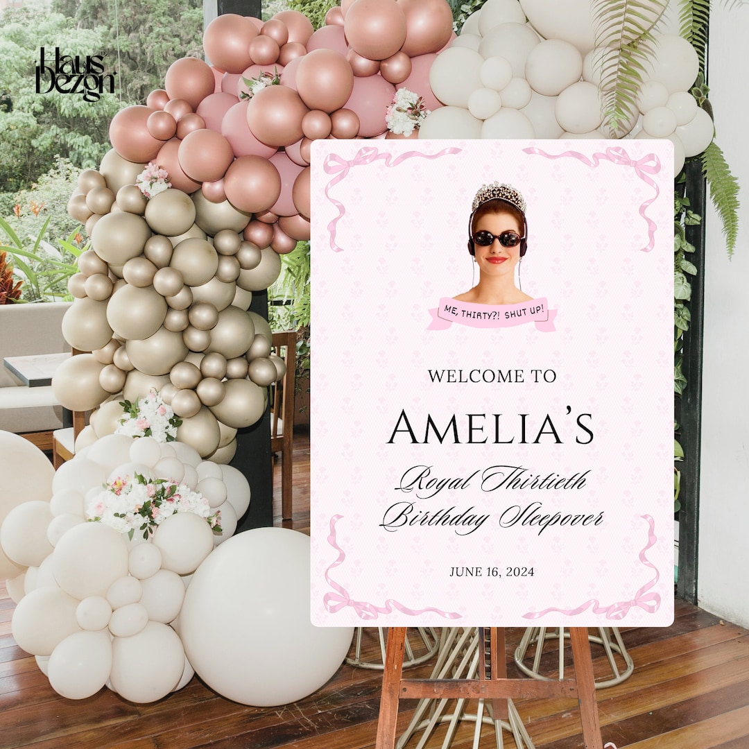 Princess Diaries Birthday Welcome Sign, Genovia, Sleepover, Event ...