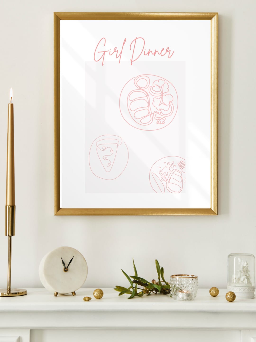 Girl Dinner Poster, Soft Girl Art Wall, Fun Play Card Print Girly Wall ...
