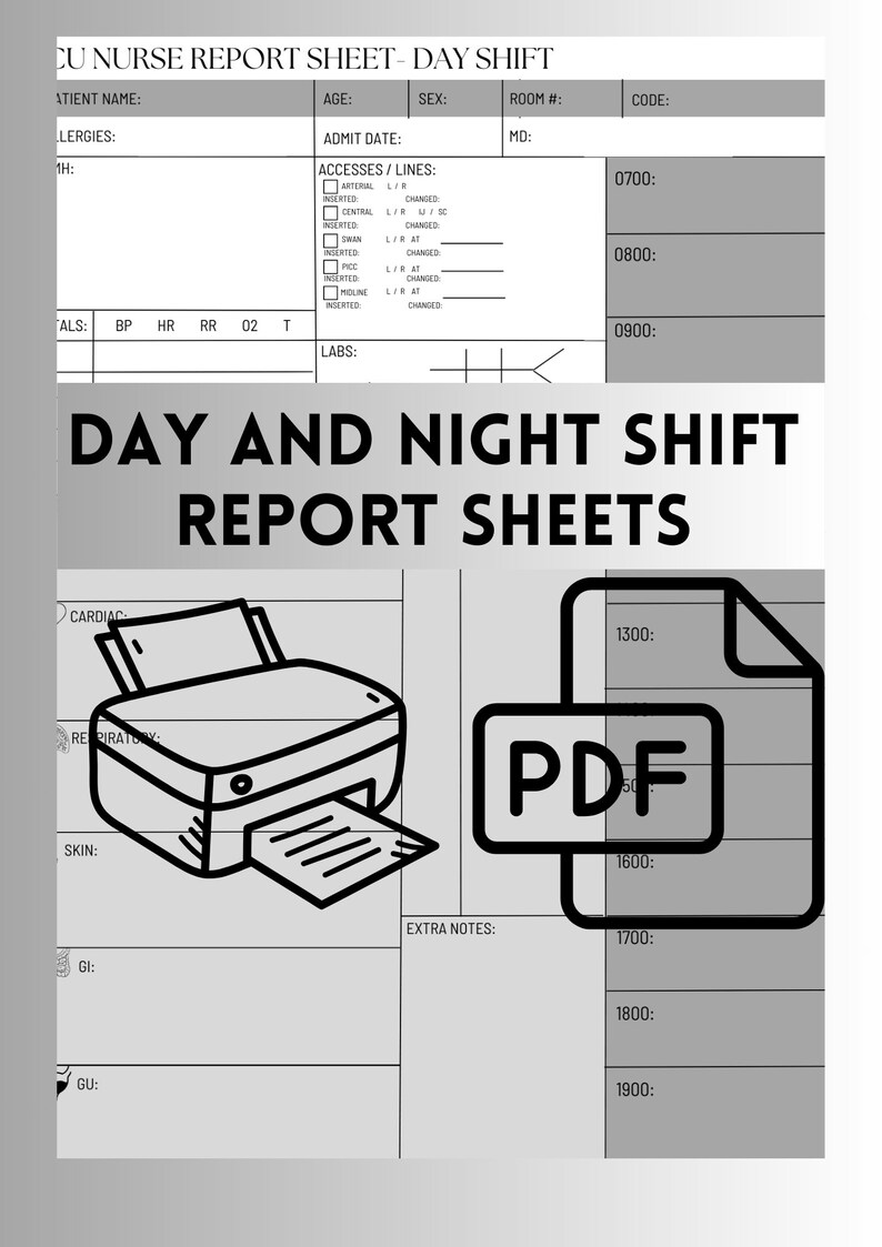 Intensive Care Unit (ICU) NURSE REPORT Sheet- Hourly Rounding - Etsy