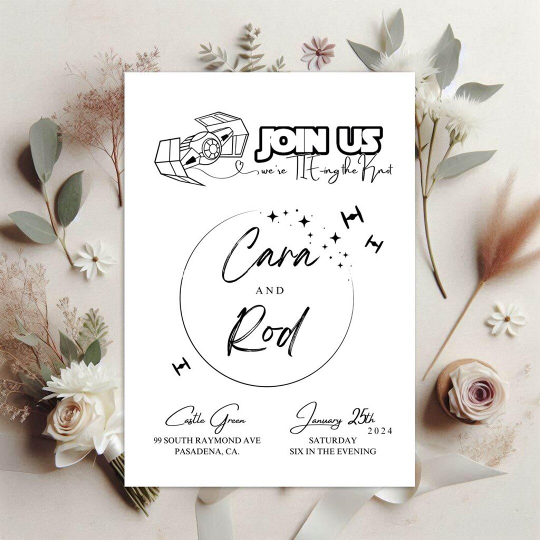 Star Wars tie-ing the Knot Wedding Invitation // RSVP Cards // Nerdy ...