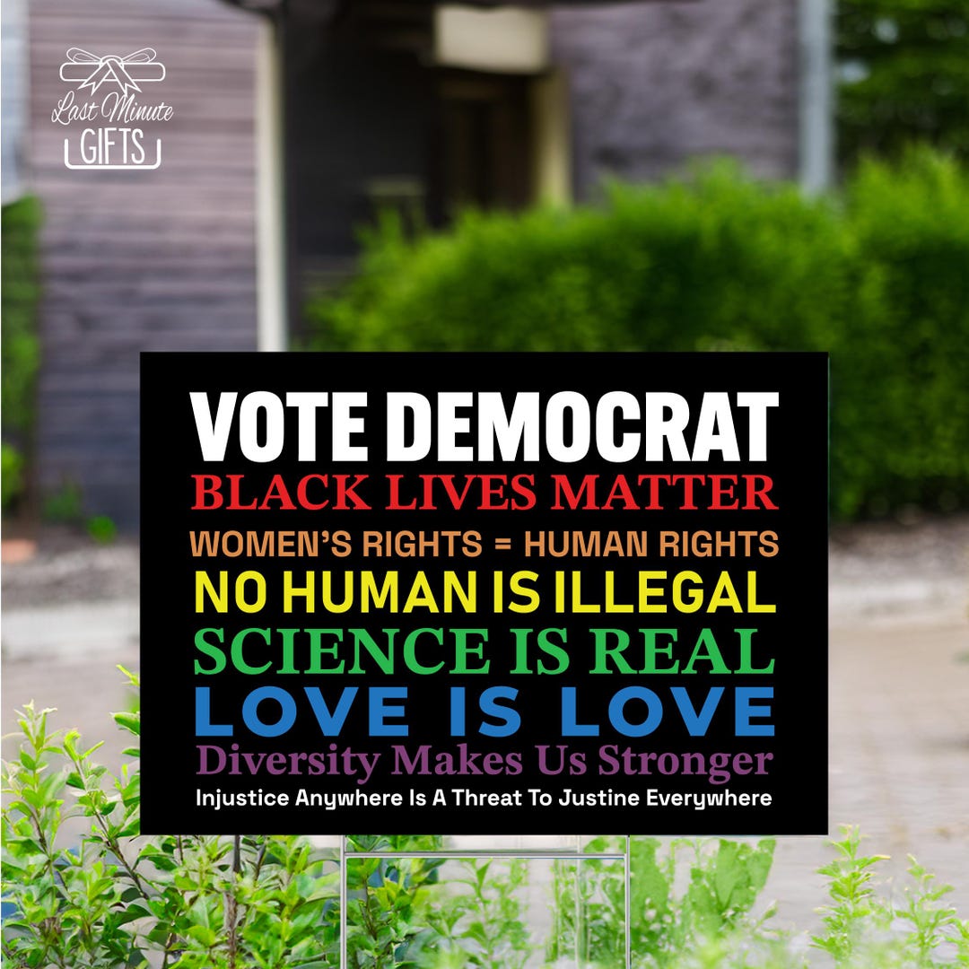 Vote Democrat Election Slogan 2024 Yard Sign, Kamala Harris Support ...