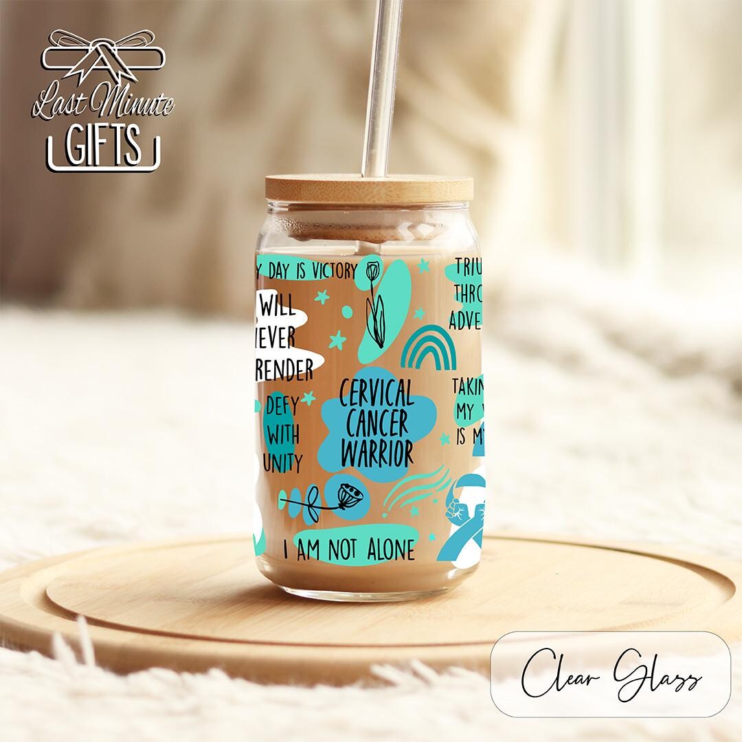 Personalized Cervical Cancer Awareness Frosted Glass Jar With Lid ...