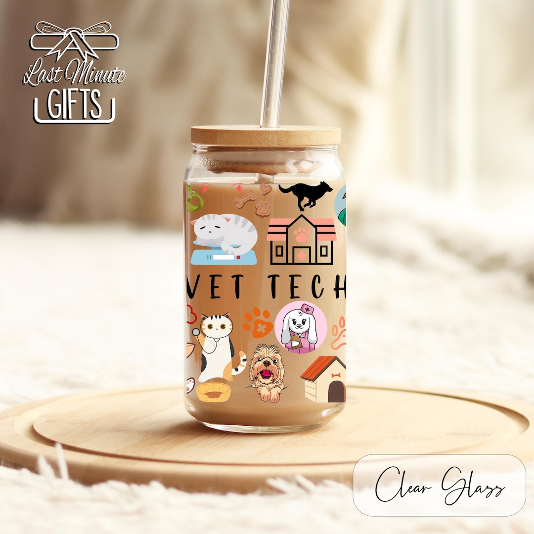 Vet Tech Frosted Glass Jar: Veterinary Gift With Lid & Straw - Etsy