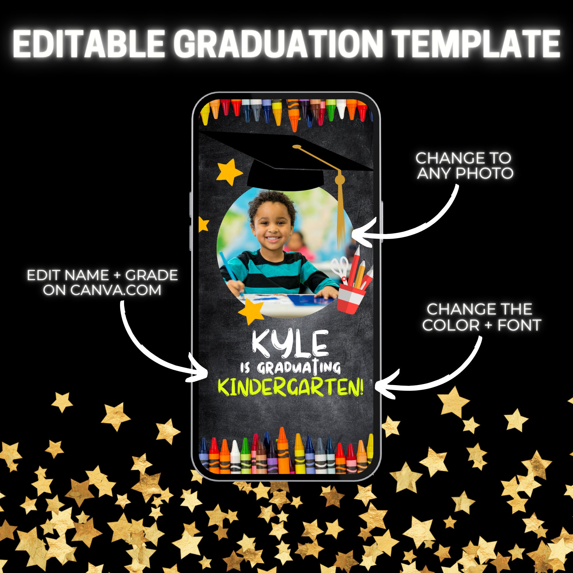 Kids Graduation Invitation Card, Customize Preschool Kindergarten ...