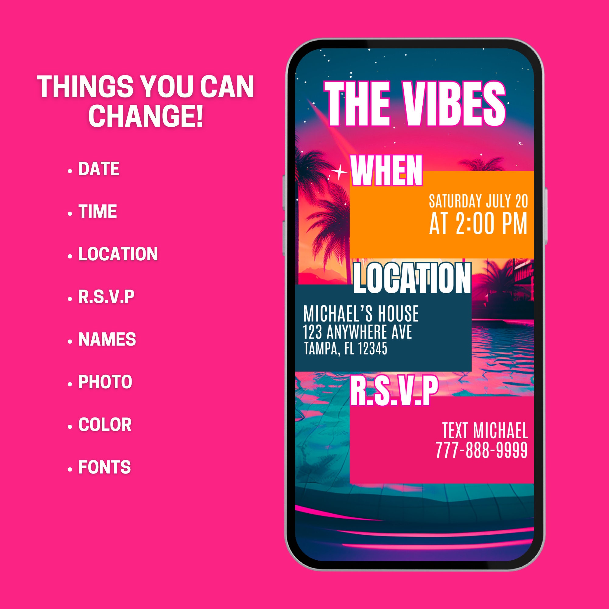 Tropical Pool Party Invitation, Animated 30th Bday Swim Party Invite ...